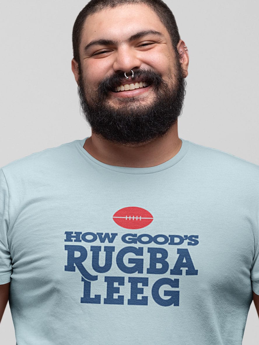 'How Good's Rugba League' Big Blue shirt – League Tees