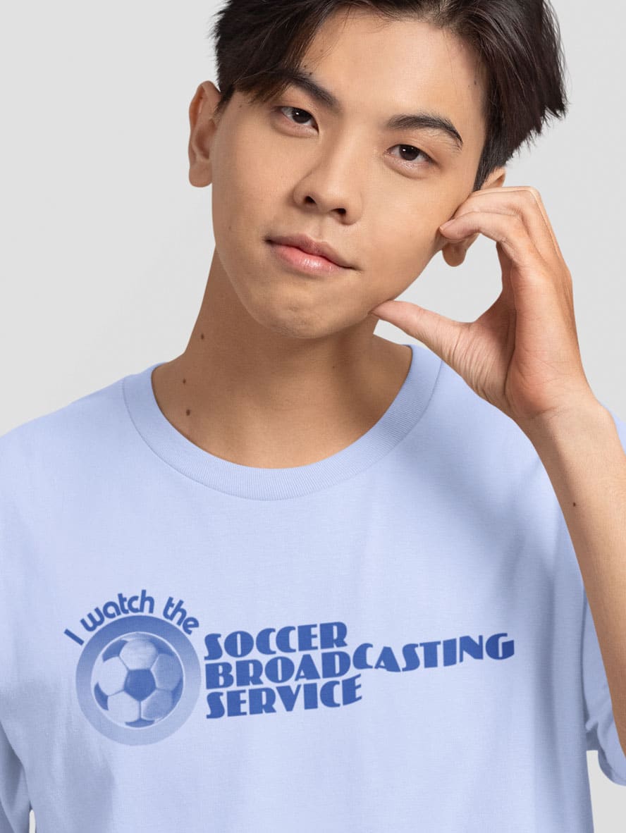 'I Watch the Soccer Broadcasting Service' retro football shirt – League ...